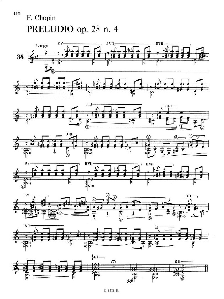Chopin Preludio Op 28 No 4 Transcription by Tarrega | PDF