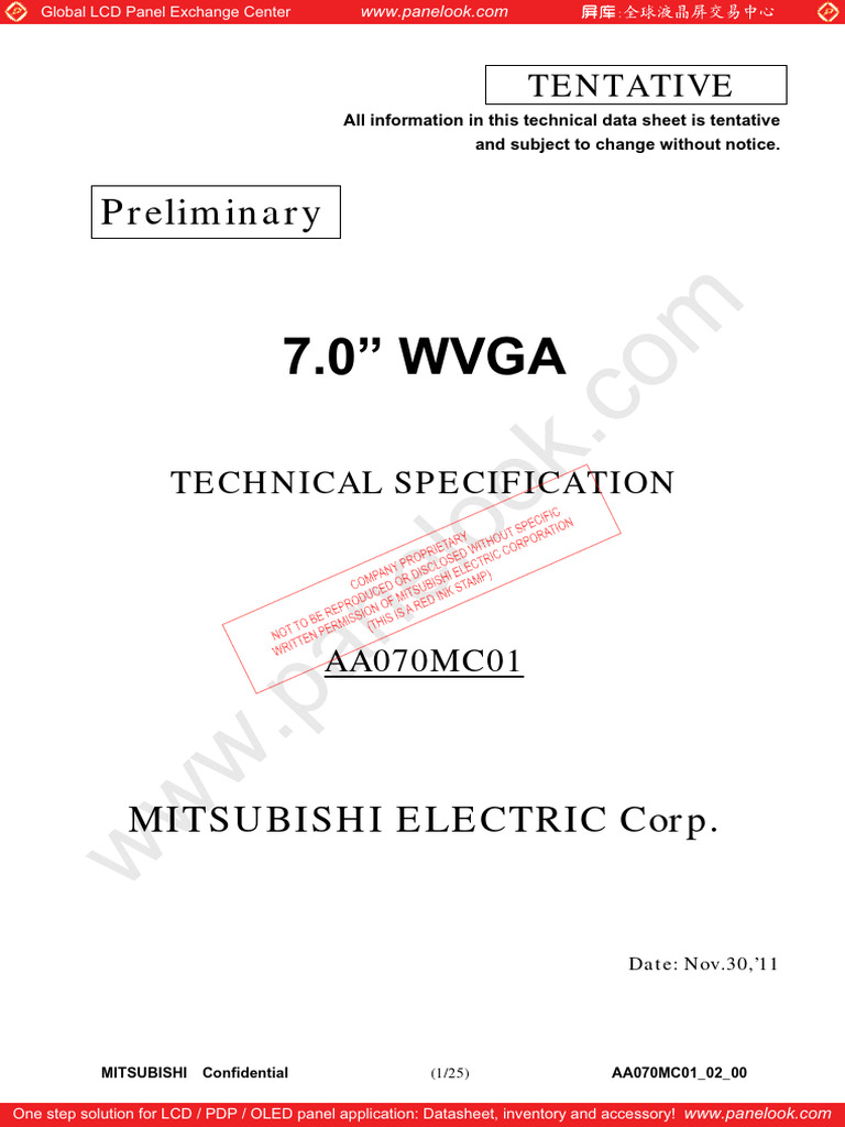 Aa070mc01 20111130 201210155534 | PDF | Backlight | Liquid Crystal Display