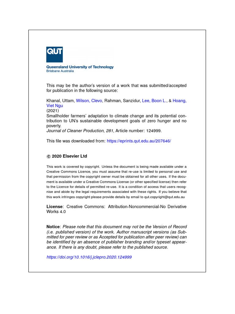01 Smallholder Farmers' Adaptation | PDF | Agriculture | Survey Methodology