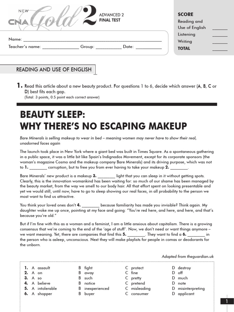 Advanced 2 - Final Written Test - Type A | PDF | Immigration ...