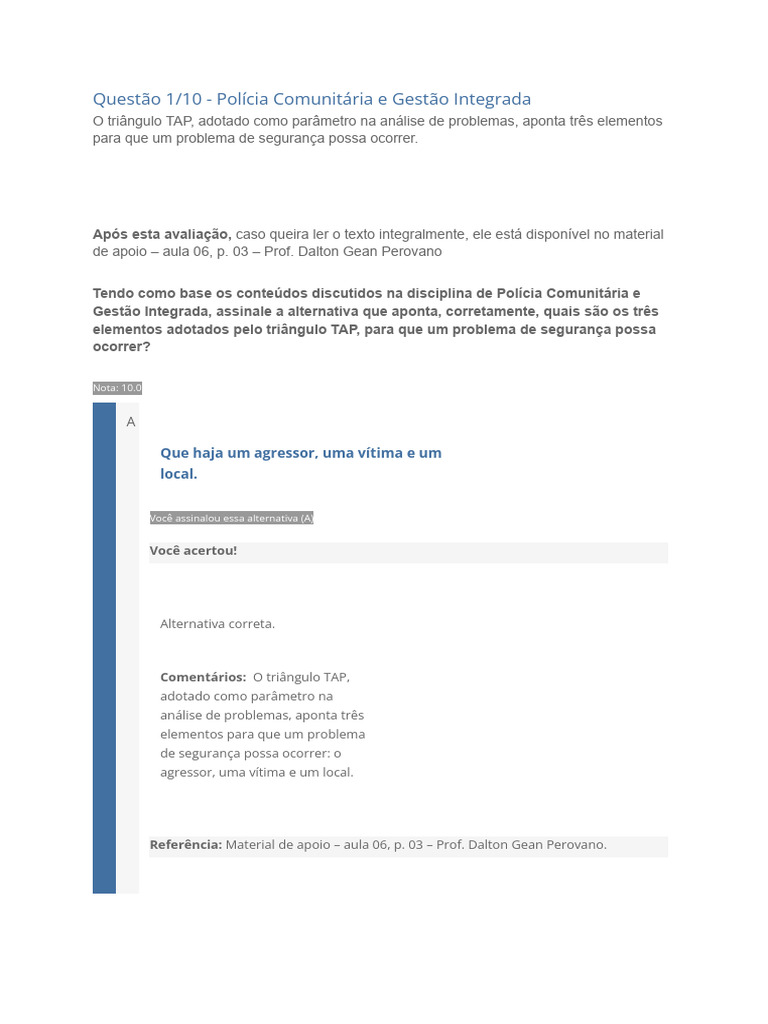 Apol 2 Policia Comunitaria e Gestão Integrada | PDF | Polícia | Títulos ... Apol 2 Policia Comunitaria e Gestão Integrada | PDF | Polícia | Títulos ...