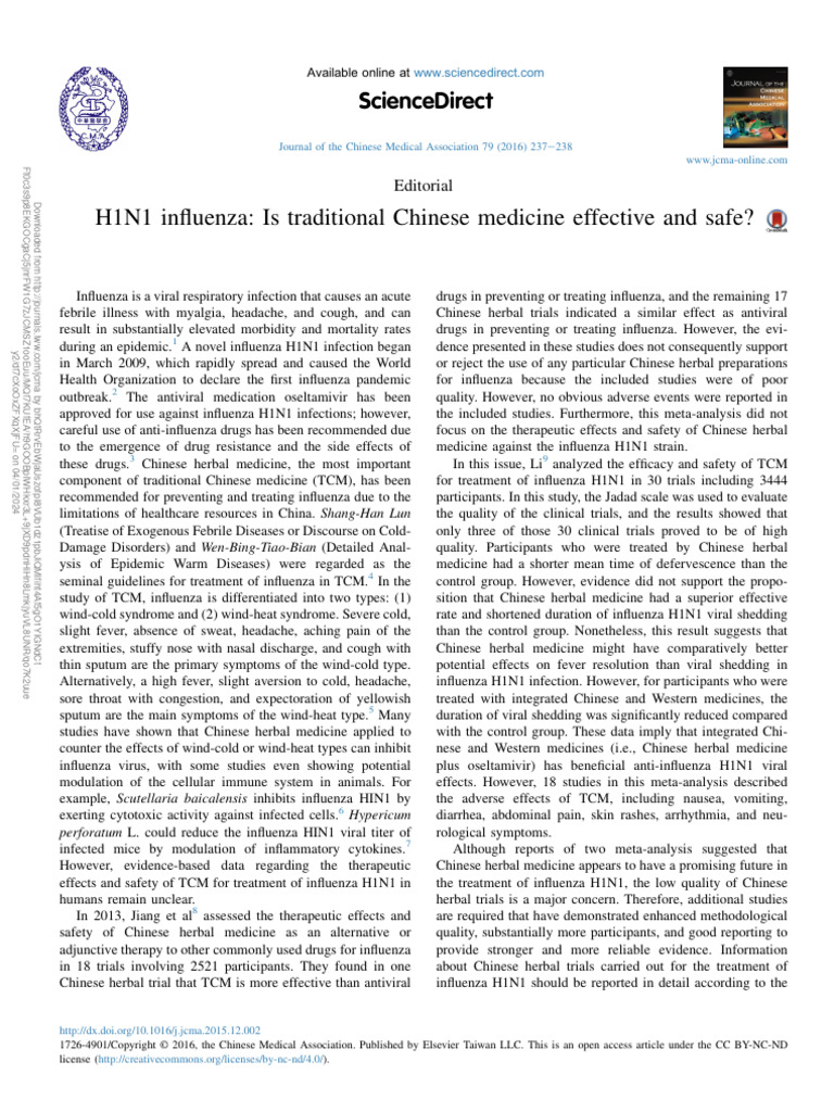 Artigo h1n1 - Influenza - Is - Traditional - Chinese - Medicine | PDF ...