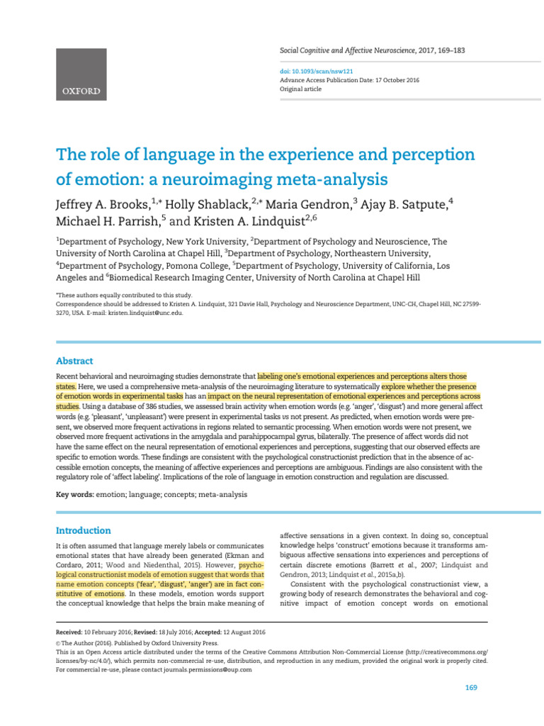 Doi 10.1093 Scan Nsw121 - Journaling Label Emotions | PDF | Emotions ...