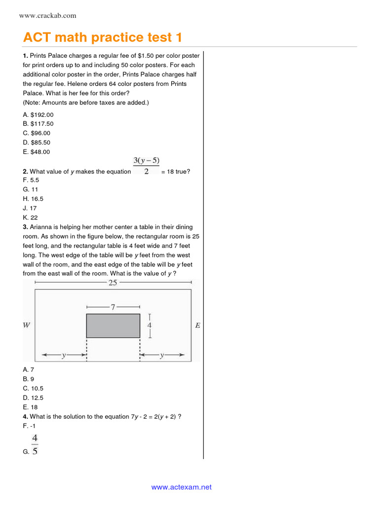 math test 1 | Download Free PDF | Equations | Sat