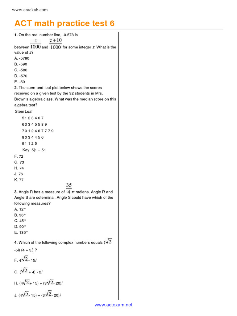Math Test 6 | PDF | Mathematics | Elementary Geometry