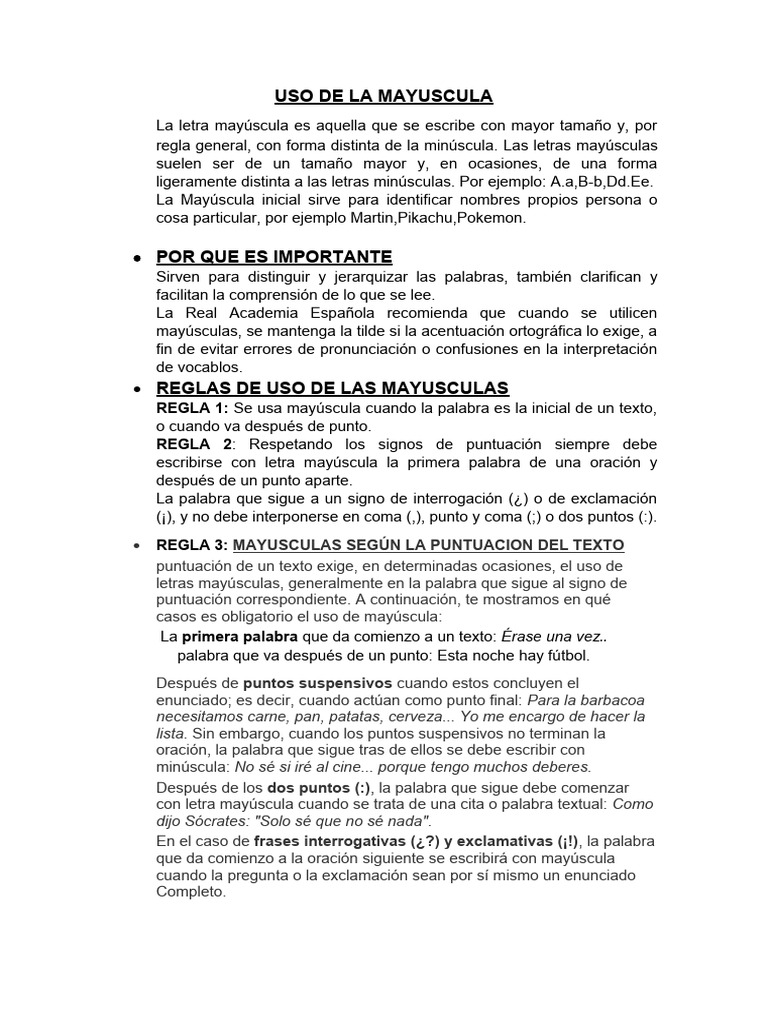Uso de La Mayuscula | PDF | Caso de carta | Puntuación