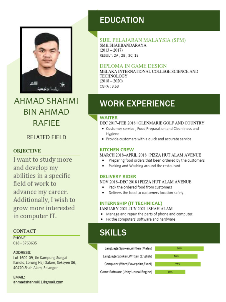 Resume Ahmad Shahmi | PDF | Malaysia