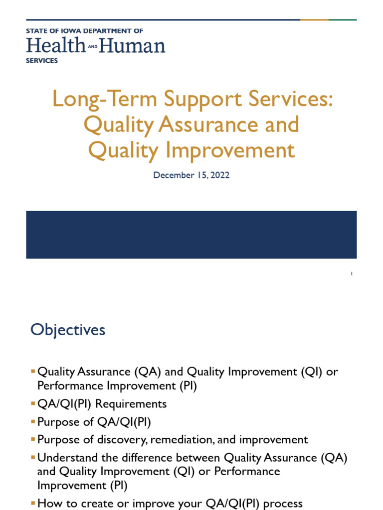 Long-Term Support Services QA/QI Guide | PDF | Quality Assurance ...