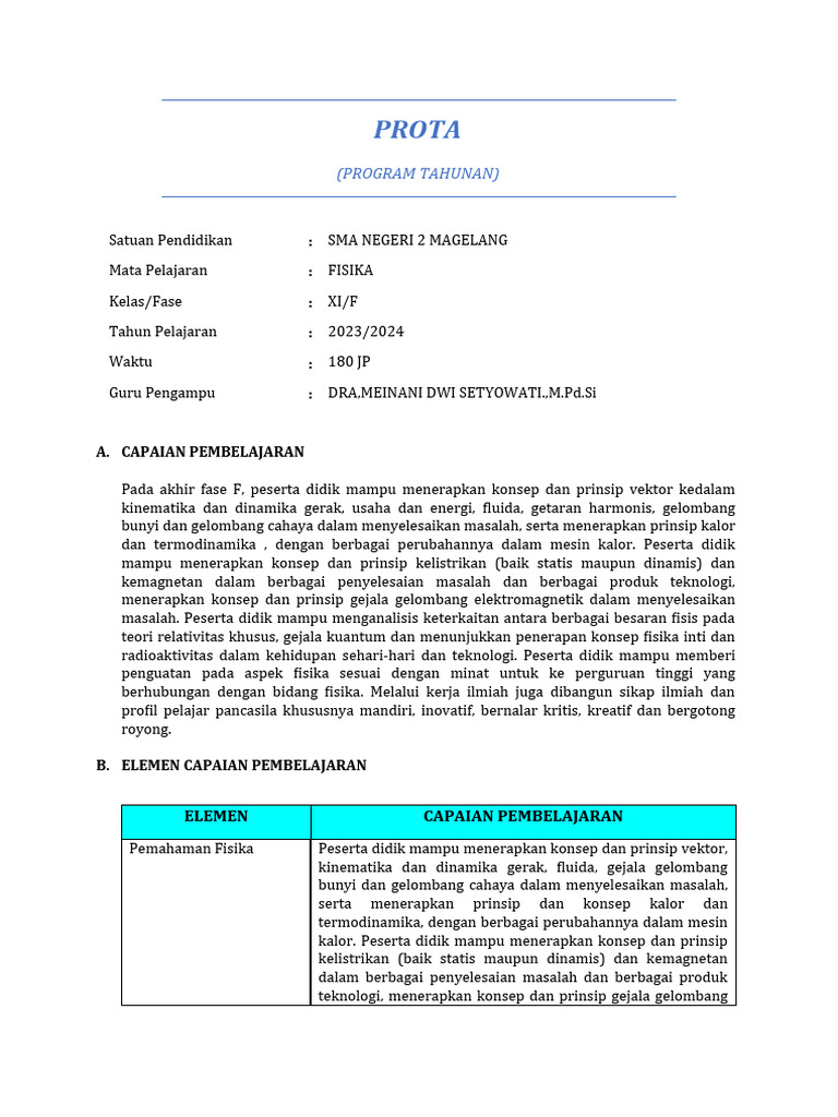 Prota Kelas Xi 2023-2024 | PDF | Teknologi & Rekayasa