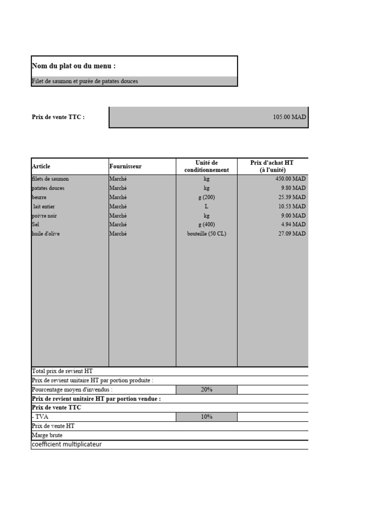 Plats principaux Nutribowl | PDF | Taxe sur la valeur ajoutée | Pourcentage