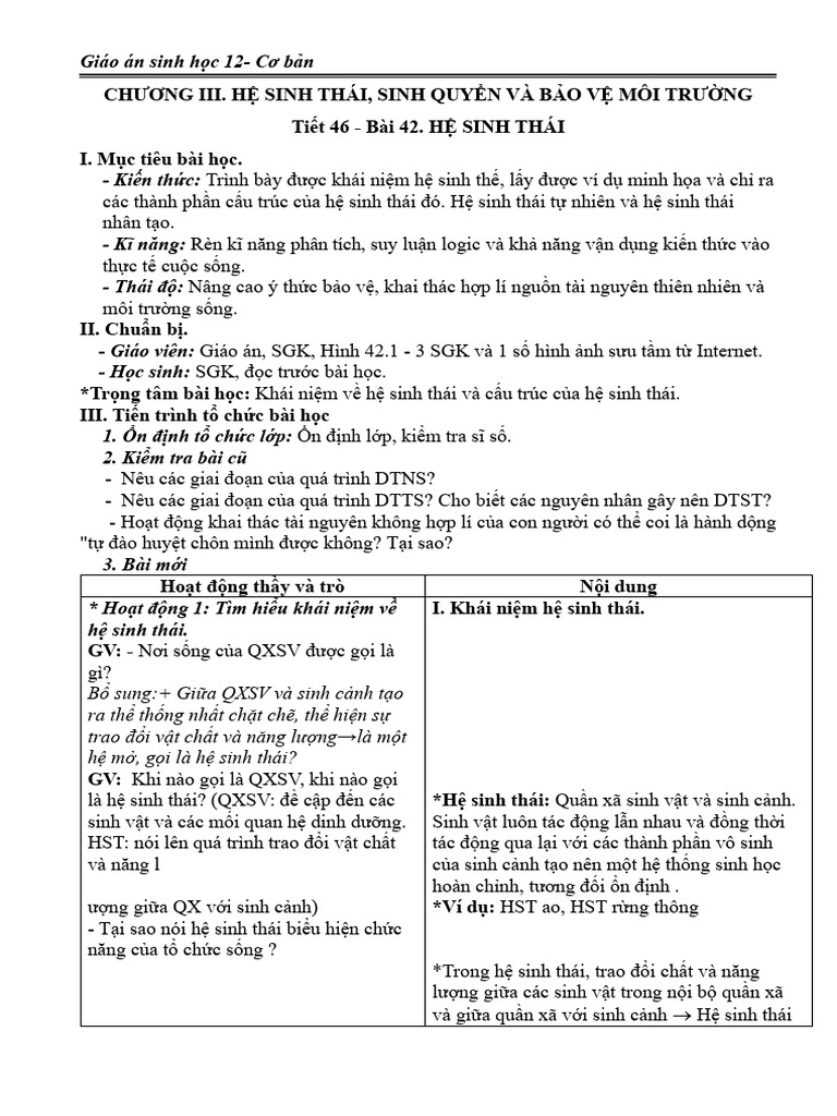 He Sinh Thai 1 | PDF