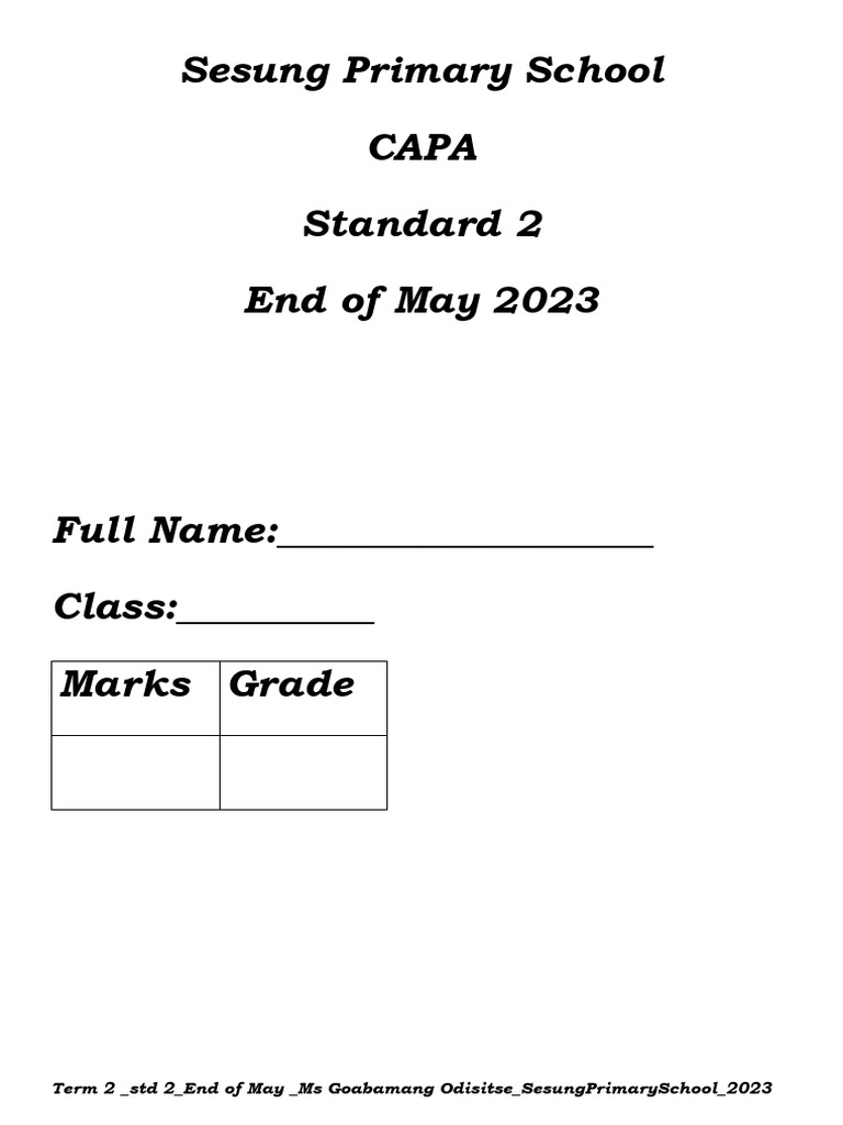 Term 2 - Std2 - End of May - CAPA | PDF