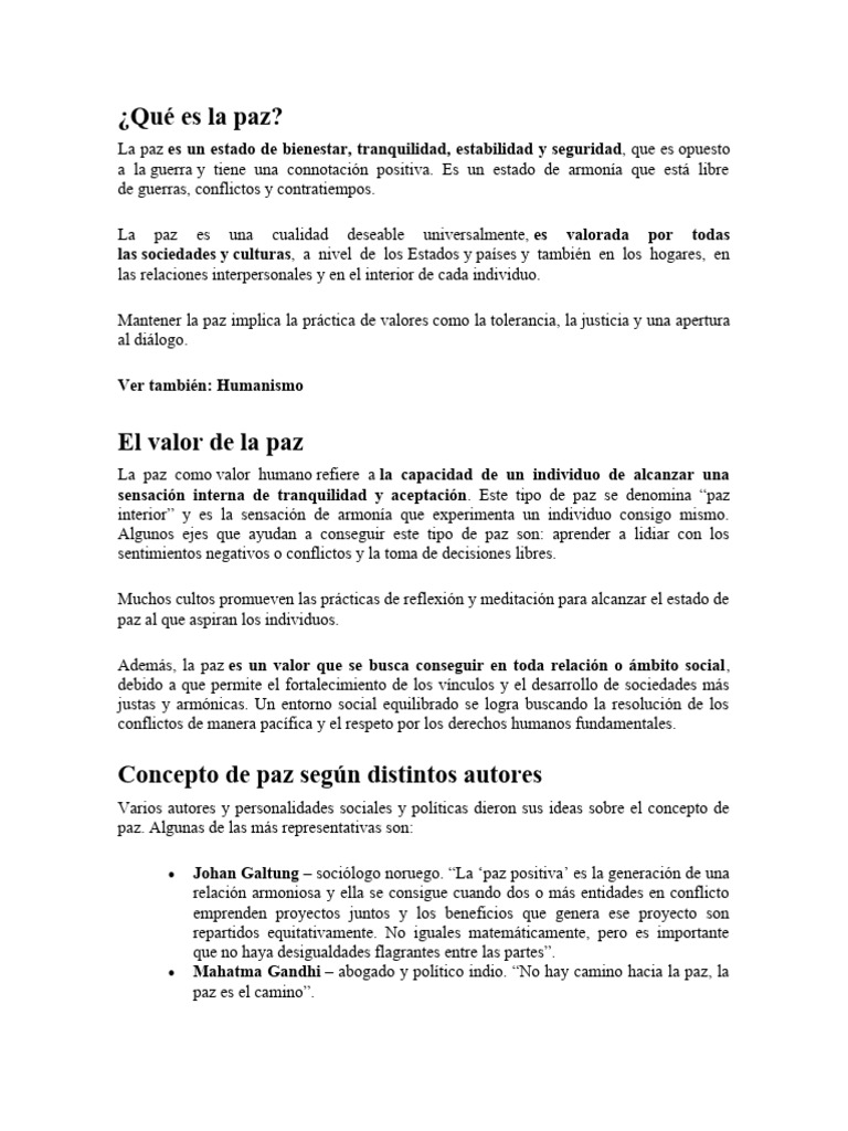 La Paz | PDF | Paz | Derechos humanos