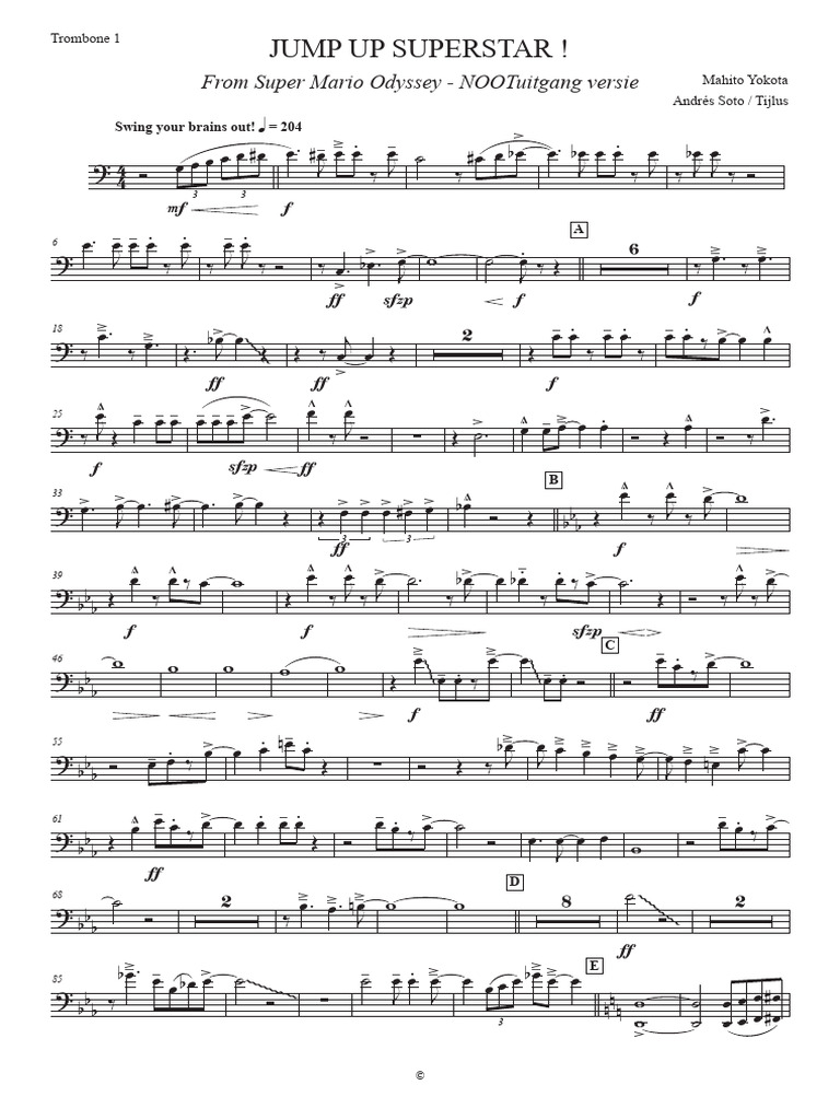 Jump Up Superstar (V) - Nootuitgang Versie "Marathon" - Trombone 1 ...