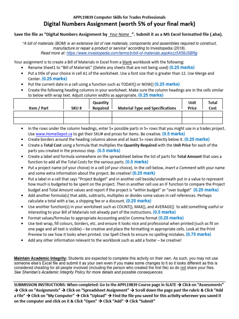 Instructions For Digital Numbers Assignment (APPL19839) | PDF ...