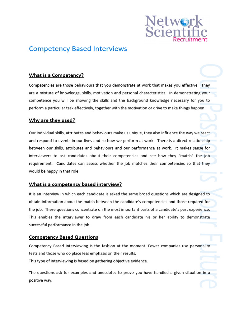 Competency Based Interview Answers | PDF | Knowledge | Motivation