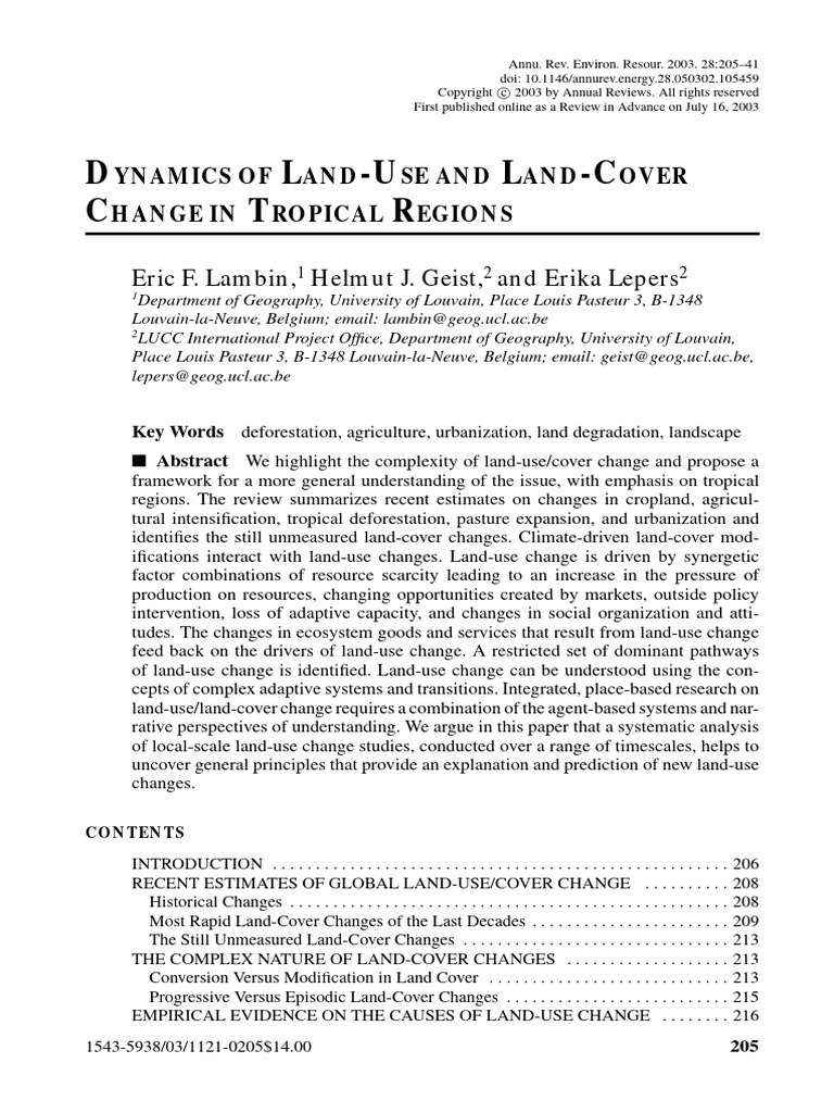 Dynamics of Land-Use and Land-Cover Change in Trop | PDF | Forests ...