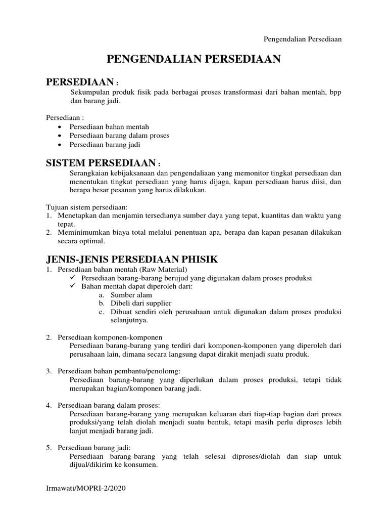 MODUL PENGENDALIAN PERSEDIAAN Bag.1 | PDF