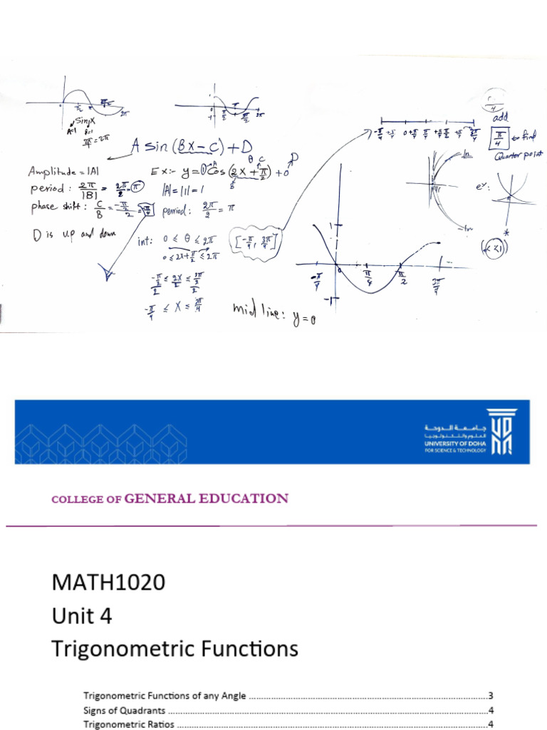 Unit 4 Lecture Note | PDF | Trigonometric Functions | Trigonometry Unit 4 Lecture Note | PDF | Trigonometric Functions | Trigonometry