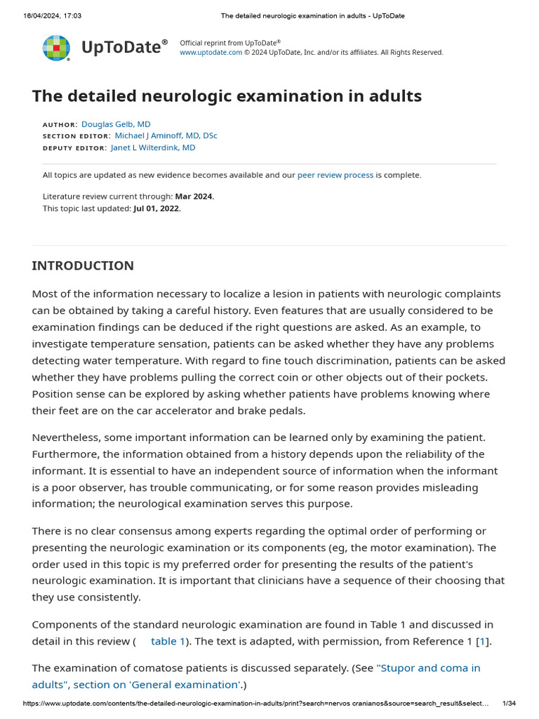 Detailed Neurologic Examination Guide | PDF | Anatomical Terms Of ...