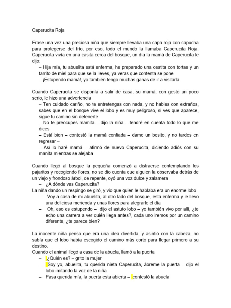 Caperucita Roja: La Lección del Bosque | PDF | Caperucita Roja