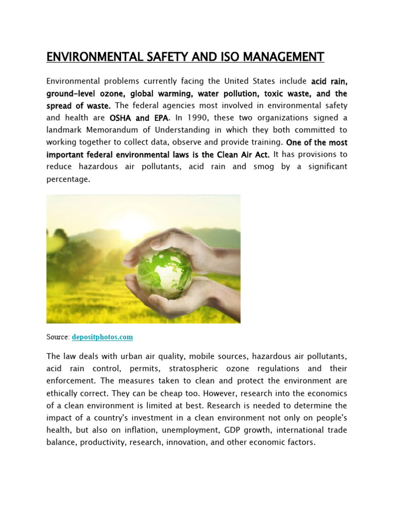 ENVIRONMENTAL SAFETY AND ISO MANAGEMENT | Download Free PDF | Air ...