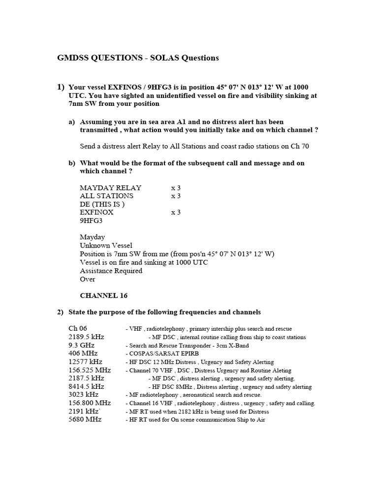 GOC GMDSS 60 Questions | PDF | Radio | Telecommunications Engineering