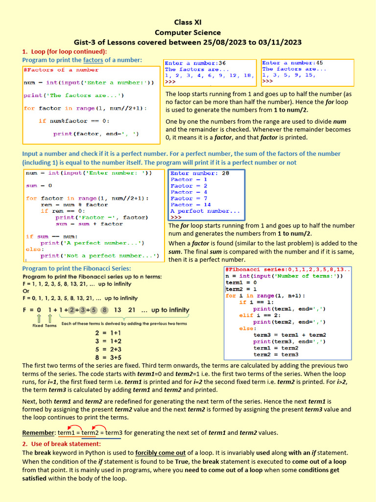 XI Computer Science Gist-03 | PDF | Control Flow | String (Computer Science)