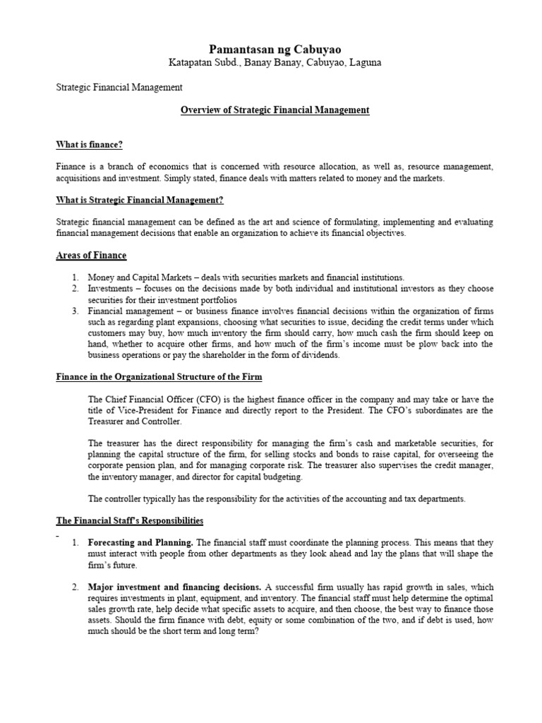 Overview of Financial Management | Download Free PDF | Investing | Financial Capital