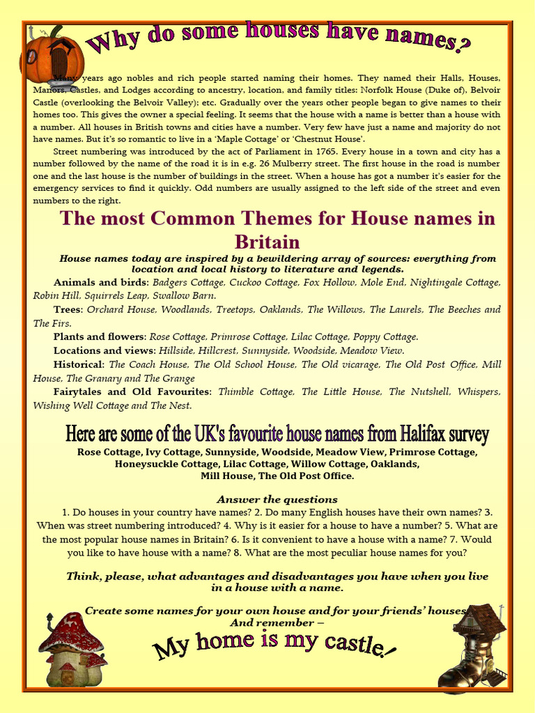 Why Do Som Ehouses Have Names - 14967 | PDF | Home & Garden | Art