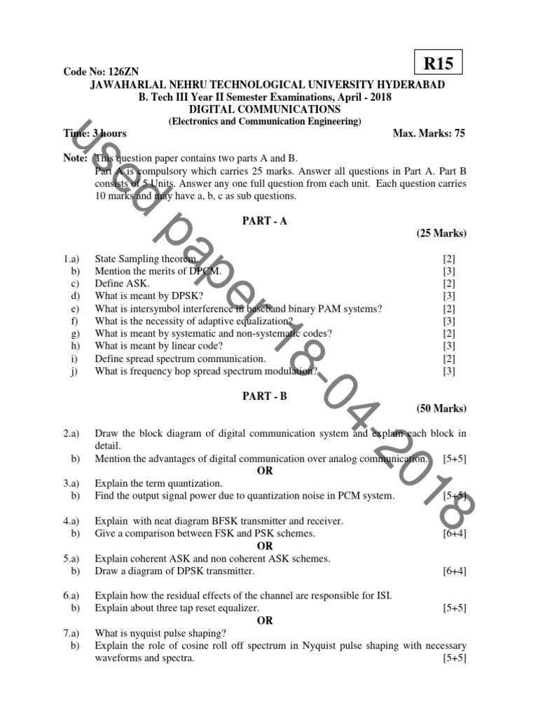 Digital Communications Q1 | PDF | Telecommunications Engineering | Electronics