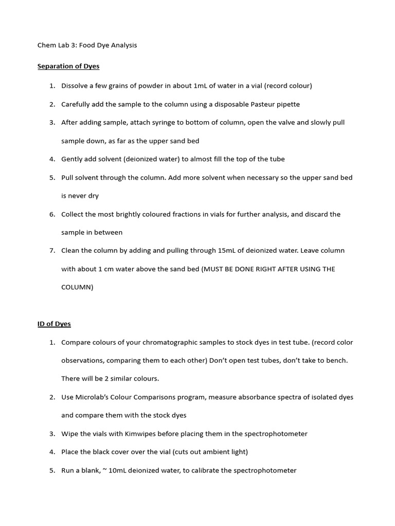 Chem Lab 3 Food Dye Analysis | PDF | Spectrophotometry | Absorbance