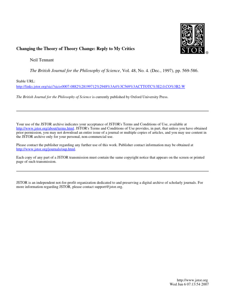 Changing The Theory of Theory Change - Reply To My Critics - Tennant ...