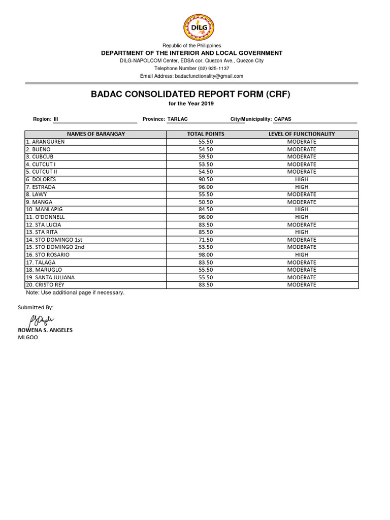 Badac Consolidated Report Form | PDF