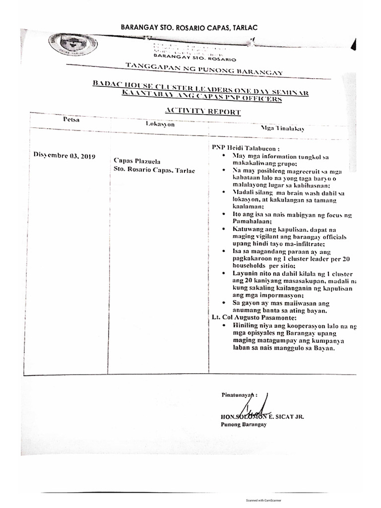 Activity Report Attendance Bpats | PDF