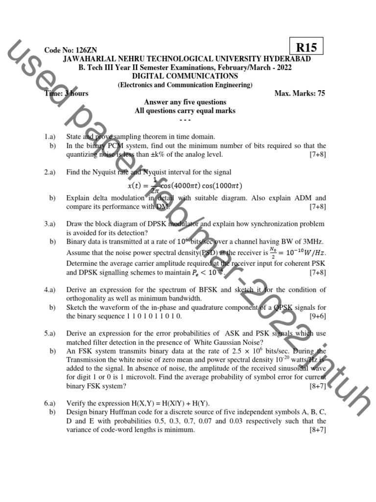 Digital Communications Q4 | PDF | Modulation | Electronics