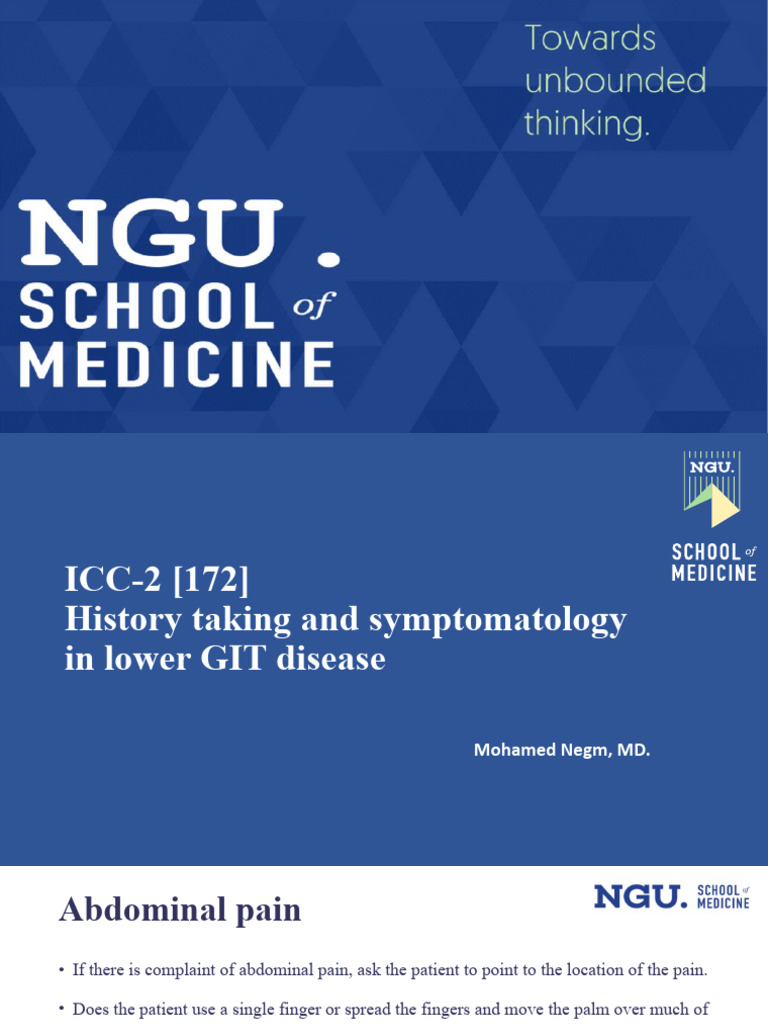 ICC-2 (172) History Taking and Symptomatology in Lower GIT Disease ...