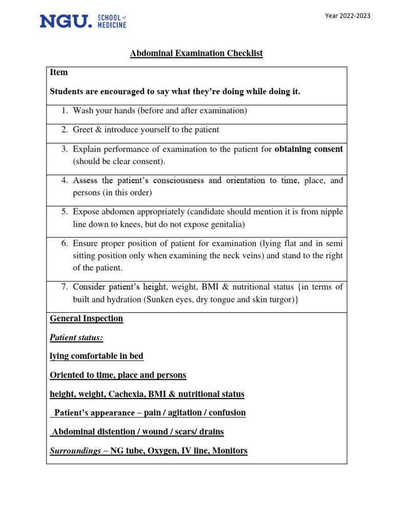 ICC-2 (178) Abdominal Examination Notes 2022 | PDF | Abdomen | Spleen
