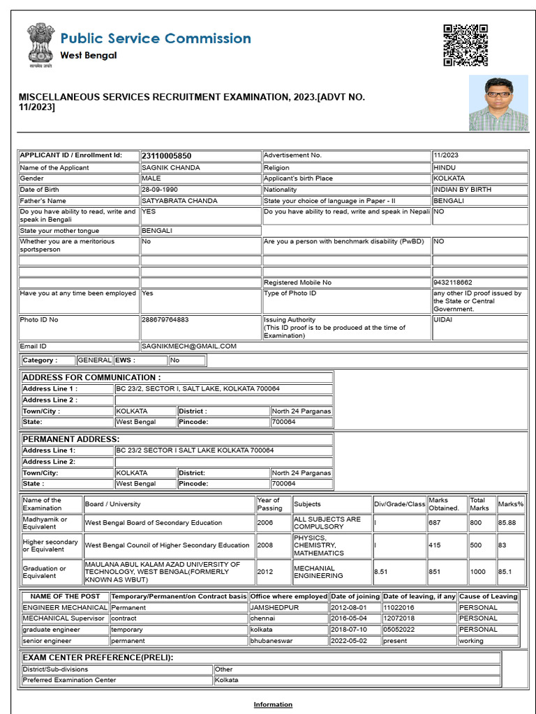 Misc Recriutment Exam | Download Free PDF | Kolkata