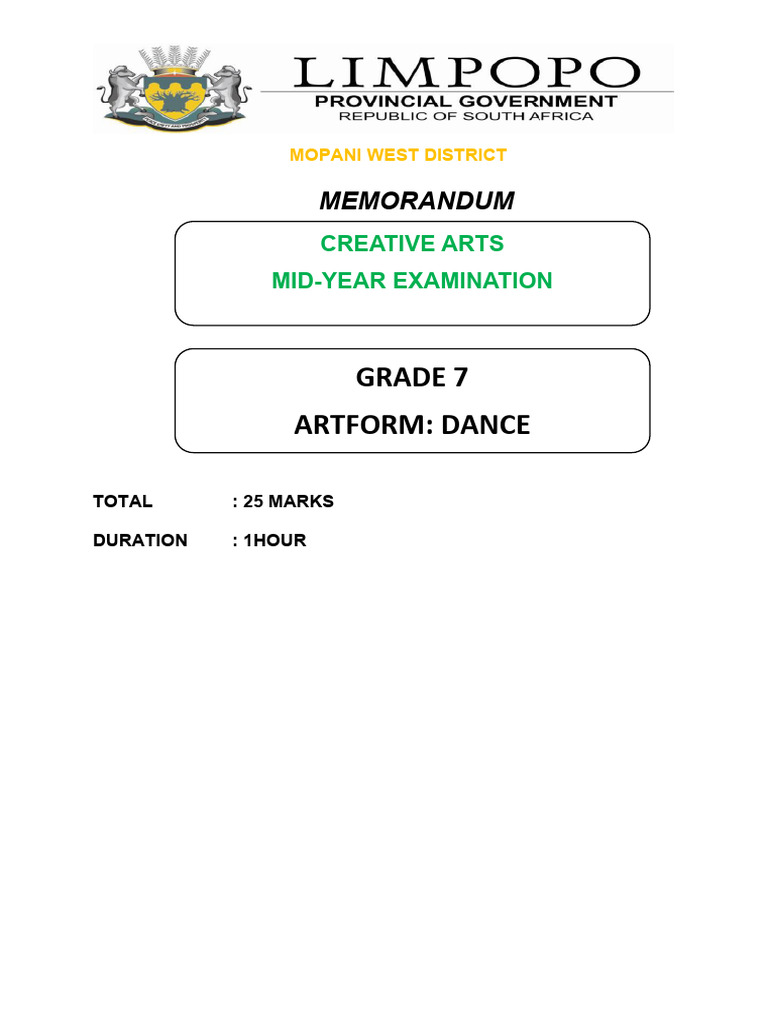 Creative Arts Grade 7 Memos All Artforms | PDF | Musicology | Musical ...