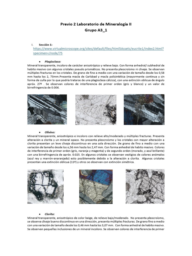 Mineralogia Previo 2 | PDF | Minerales | Mineralogía