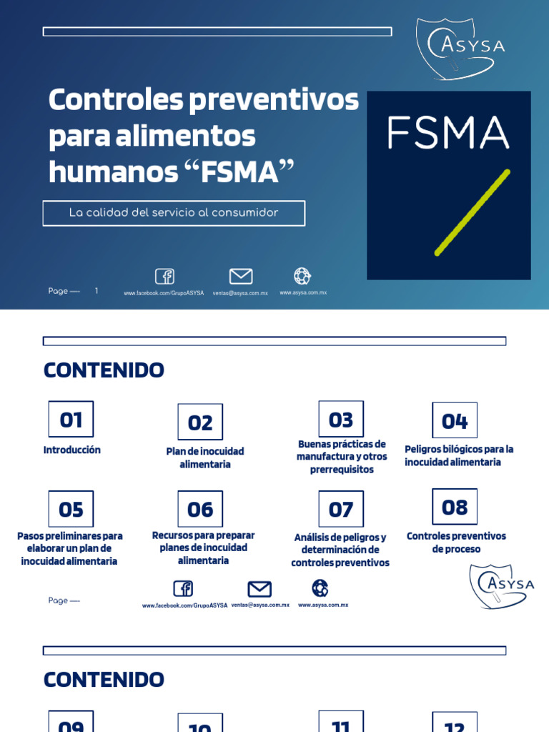 1. CONTROLES PREVENTIVOS PARA ALIMENTOS HUMANOS FSMA | PDF | Análisis ...