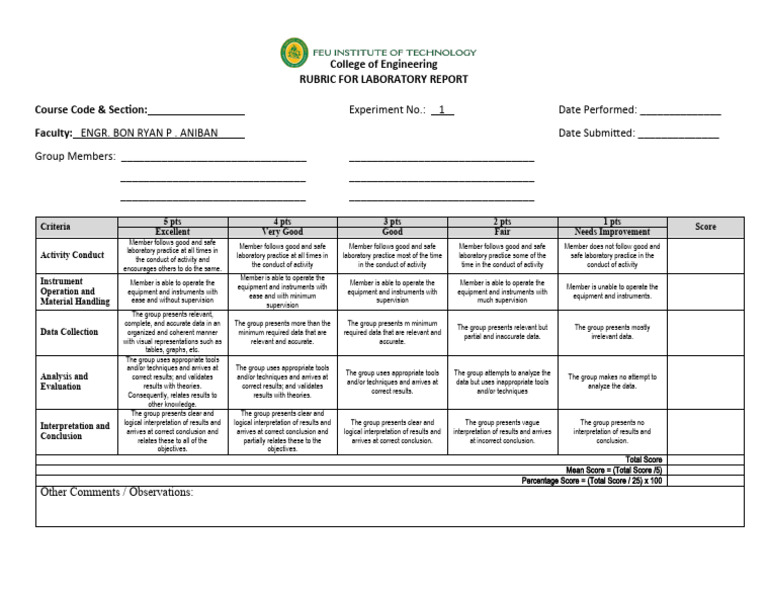 Laboratory-Rubrics | PDF | Interpretation (Logic) | Theory