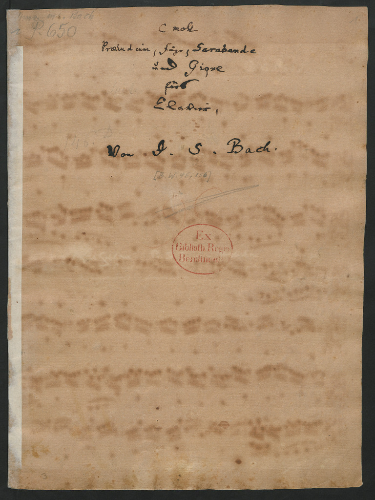 Complete Score (Color Scan) - Suite in C Minor, BWV 997 (Bach) | PDF