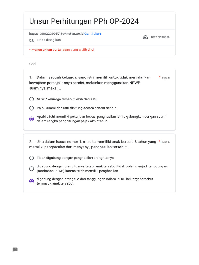 Unsur Perhitungan PPH OP-2024 | PDF