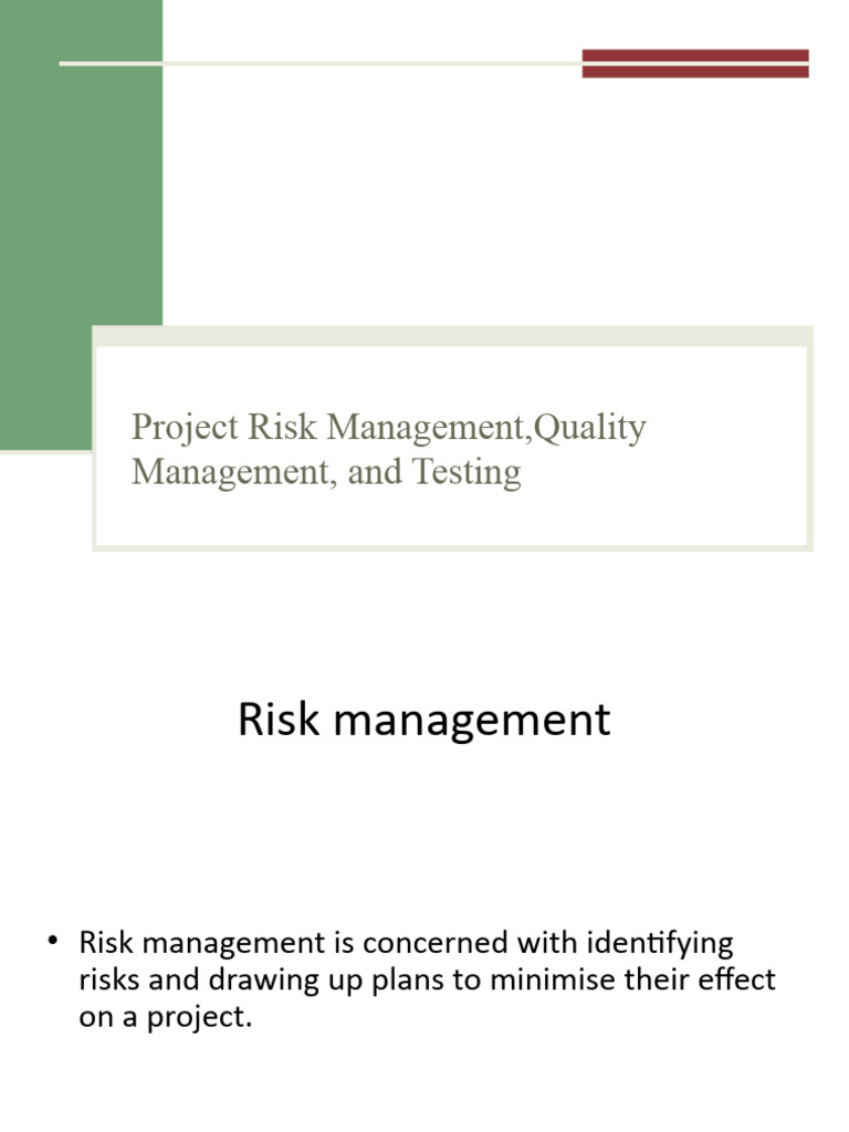 Week 11-Risk and Quality Management | PDF | Software Testing | Quality ...