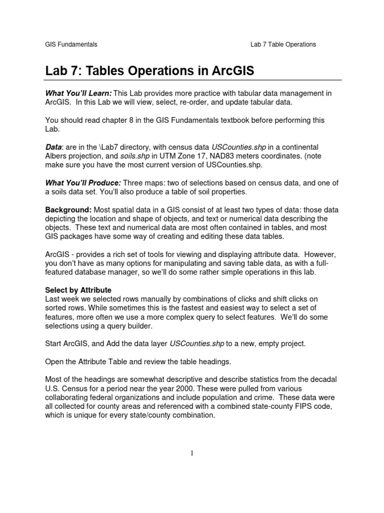 L7 tablesArcPro | PDF | Geographic Information System | Arc Gis