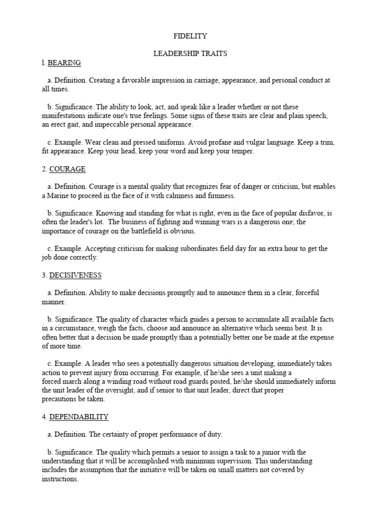 USMC Leadership Traits | PDF | Leadership | United States Marine Corps
