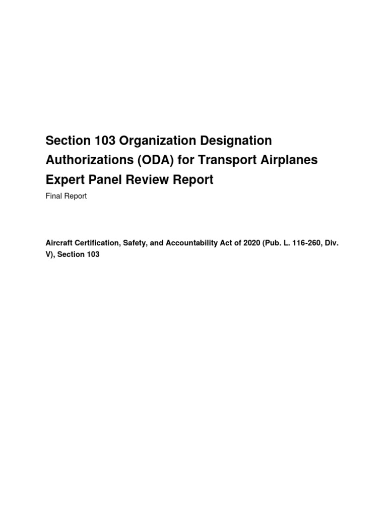 Organization Designation Authorizations (ODA) For Transport Airplanes | PDF | Federal Aviation ...