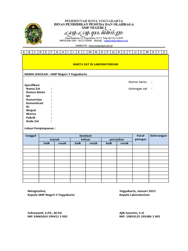 Form Kartu Alat Dan Bahan | PDF